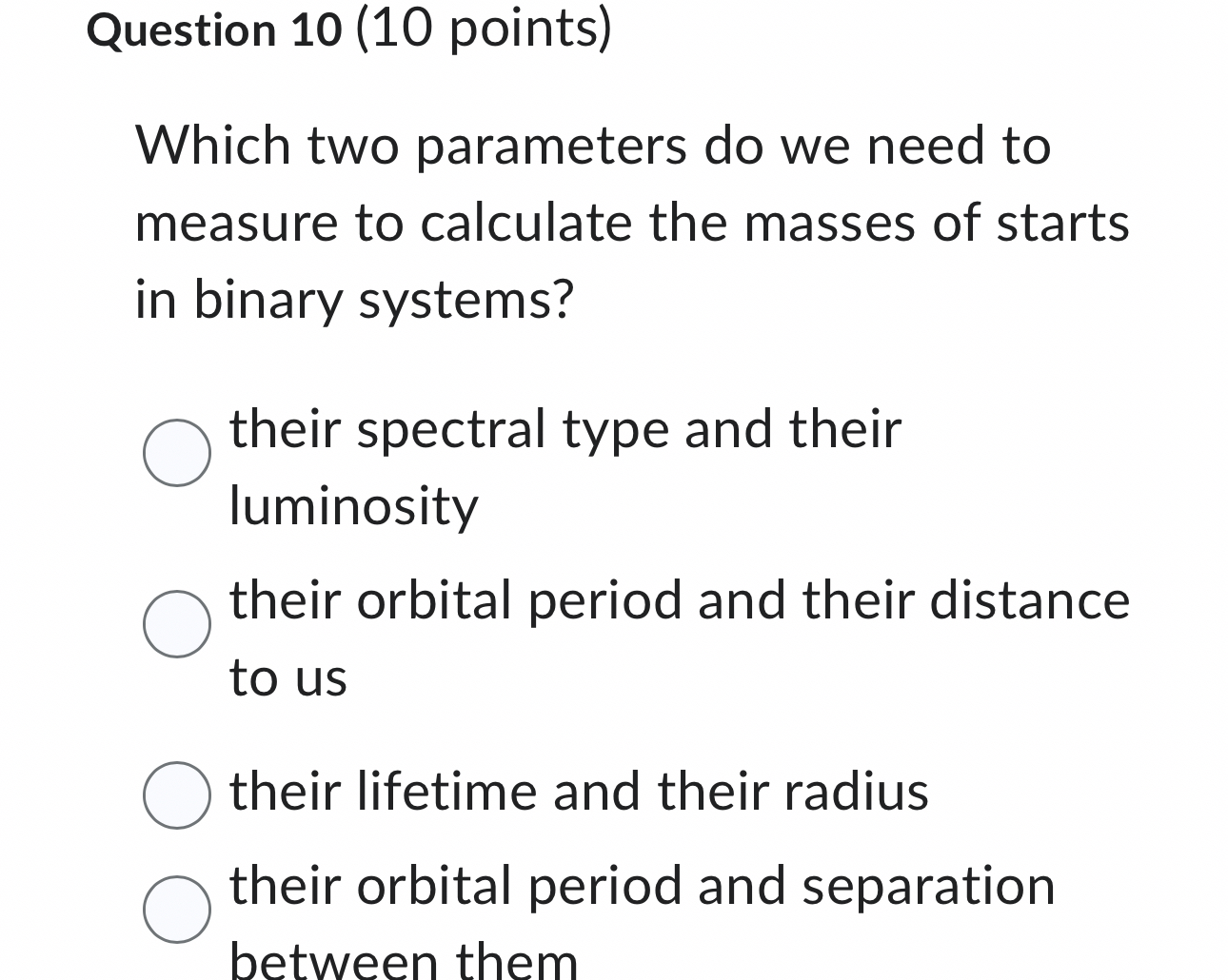 Solved Question 10 (10 ﻿points)Which two parameters do we | Chegg.com