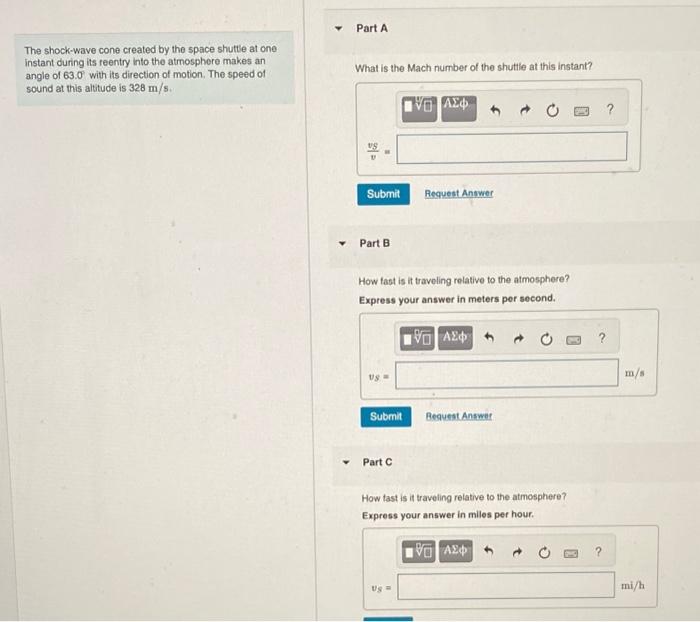 Solved The shock-wave cone created by the space shutte at | Chegg.com