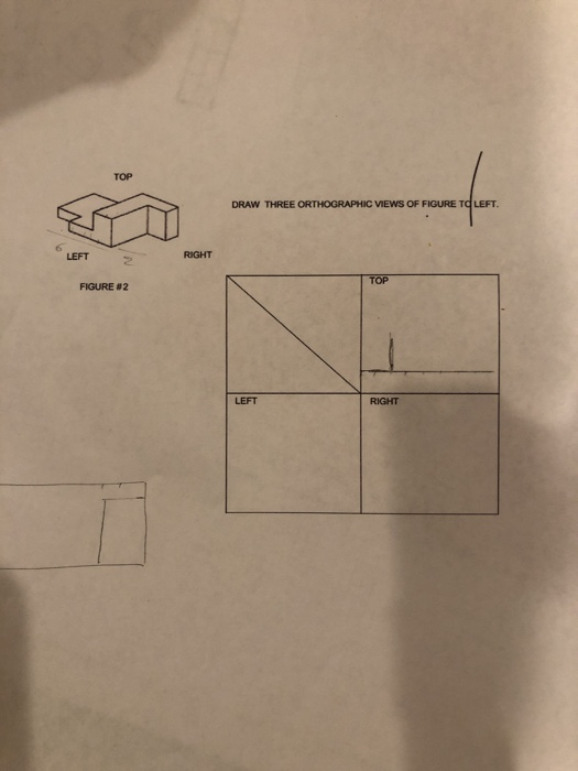 Solved TOP DRAW THREE ORTHOGRAPHIC VIEWS OF FIGURE TO LEFT. | Chegg.com