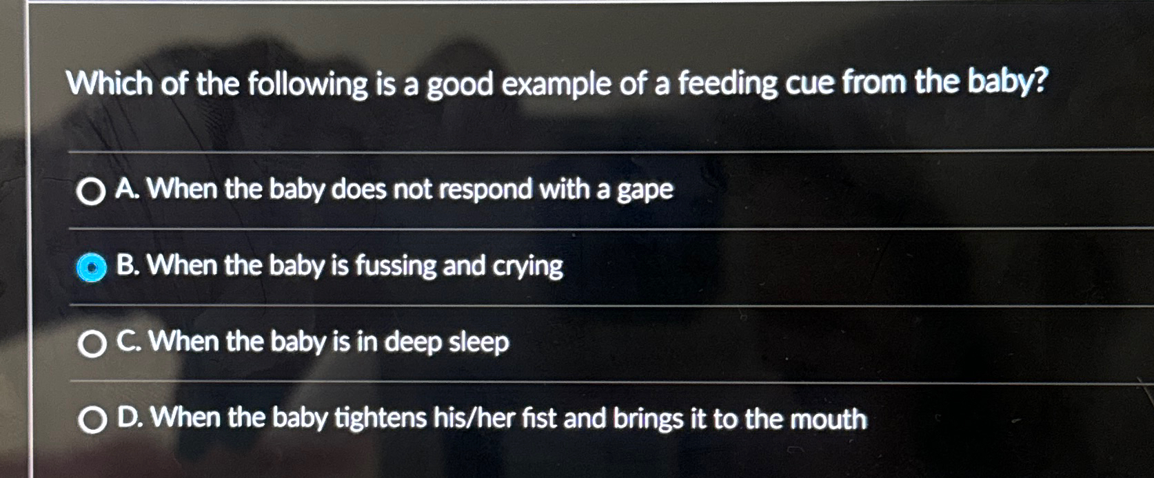 Solved Which of the following is a good example of a feeding | Chegg.com