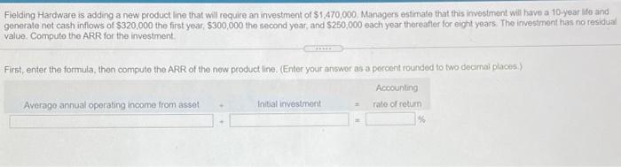 Solved Fielding Hardware is adding a new product line that | Chegg.com
