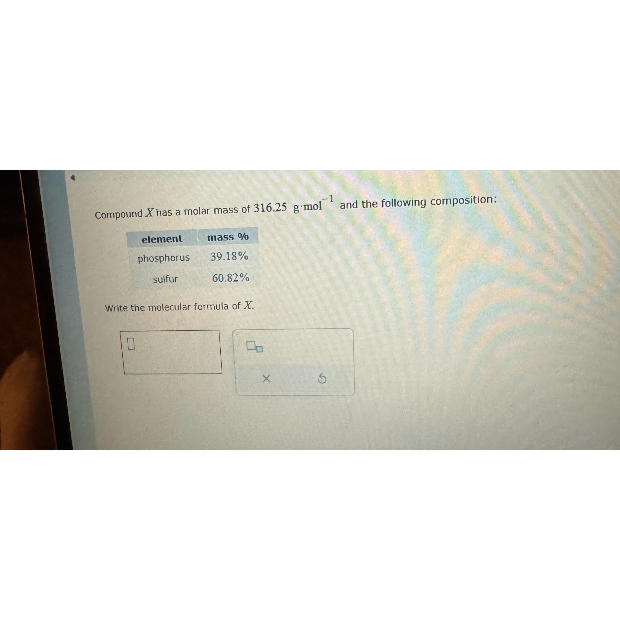 Solved Compound x ﻿has a molar mass of 316.25g*mol-1 ﻿and | Chegg.com