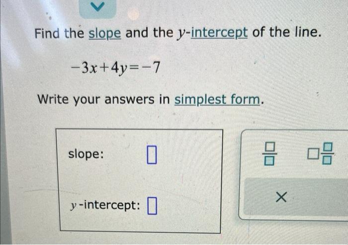 Solved Find the slope and the y-intercept of the line. | Chegg.com