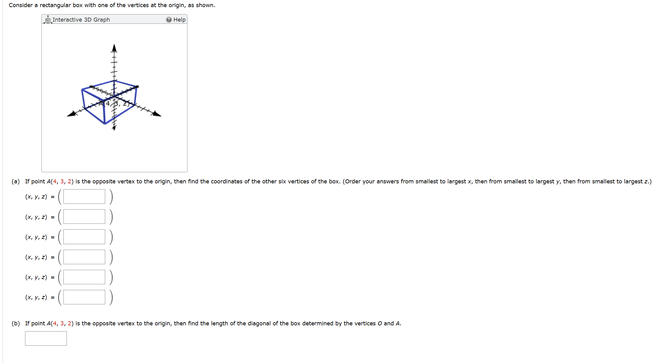 Solved Consider a rectangular box with one of the vertices | Chegg.com