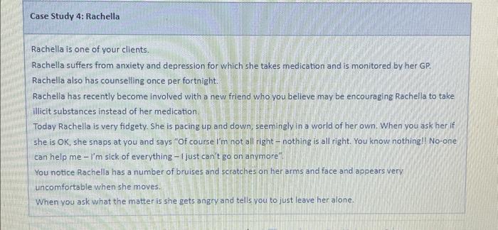 1. what concerns do you have for Rachella?2. as a | Chegg.com