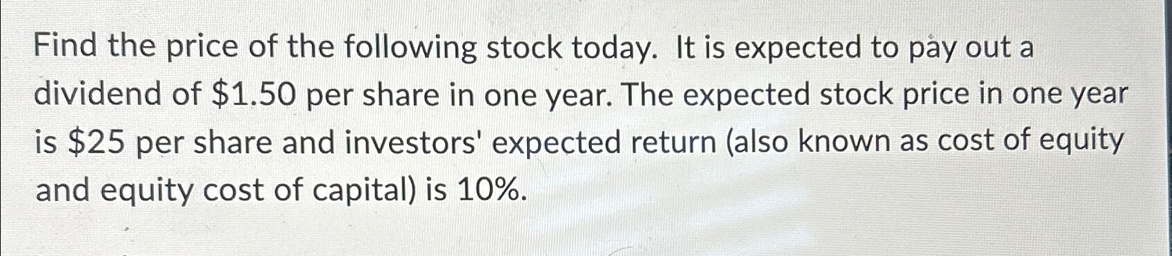 Solved Find the price of the following stock today. It is | Chegg.com
