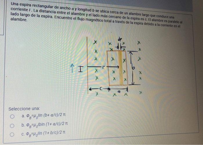 Solved A rectangular loop of width a and length b is located | Chegg.com