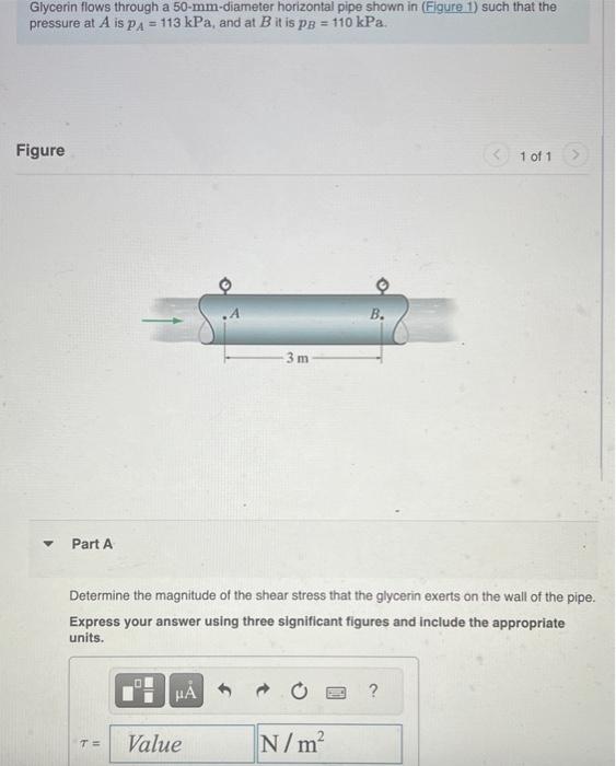 Solved Glycerin flows through a 50-mm-diameter horizontal | Chegg.com