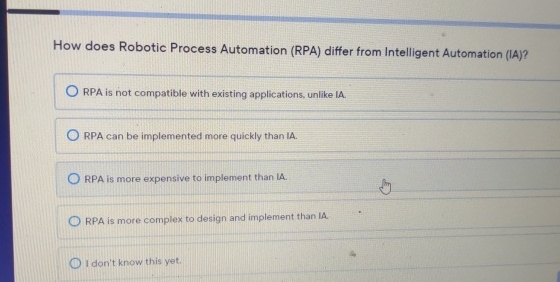 Solved How does Robotic Process Automation (RPA) ﻿differ | Chegg.com