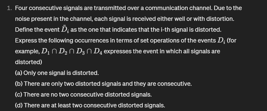 Solved Four consecutive signals are transmitted over a | Chegg.com
