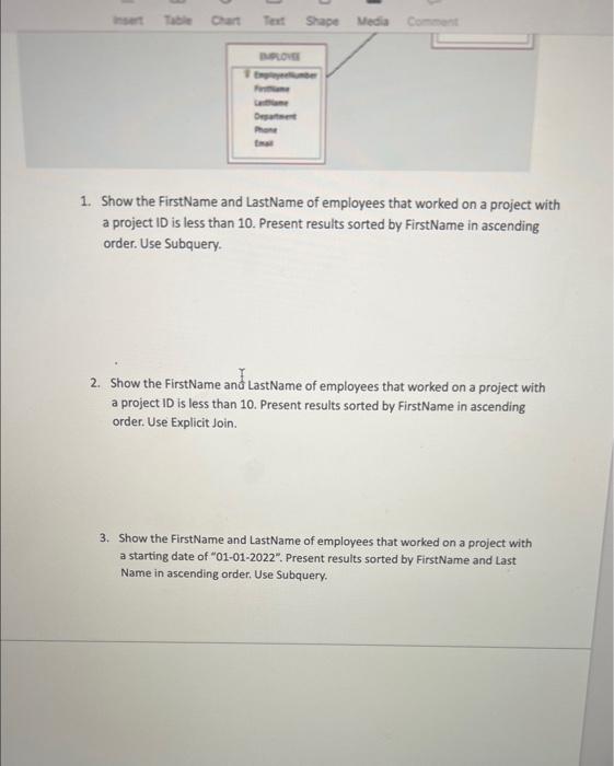 Solved Ii Sql−multiple Table 1 Show The Firstname And