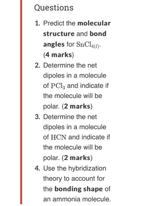 Solved 1. Predict the molecular structure and bond angles | Chegg.com