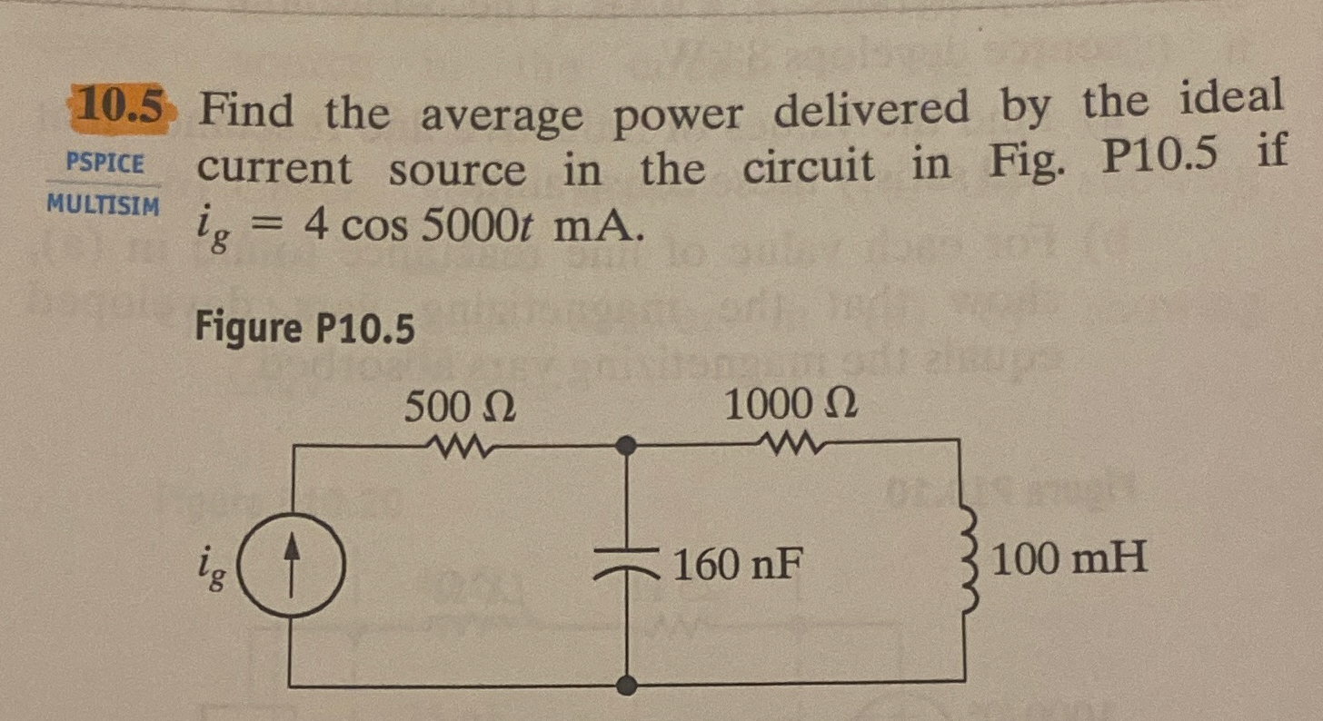 Solved 10.5 ﻿Find the average power delivered by the | Chegg.com