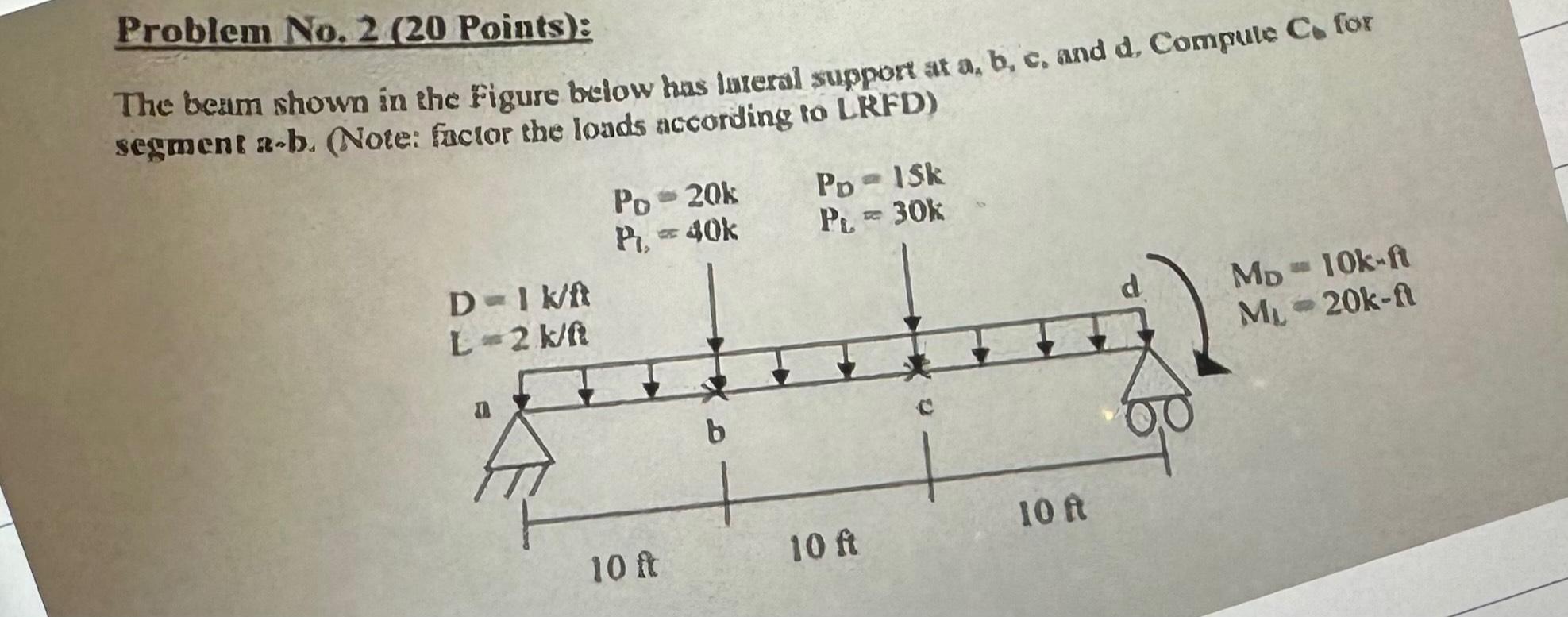 Solved Problem No. 2 (20 Points):The beam shown in the | Chegg.com Solved Problem No. 2 (20 Points):The beam shown in the | Chegg.com