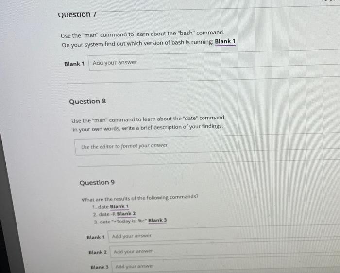 Solved Use the "man" command to learn about the "bash" | Chegg.com