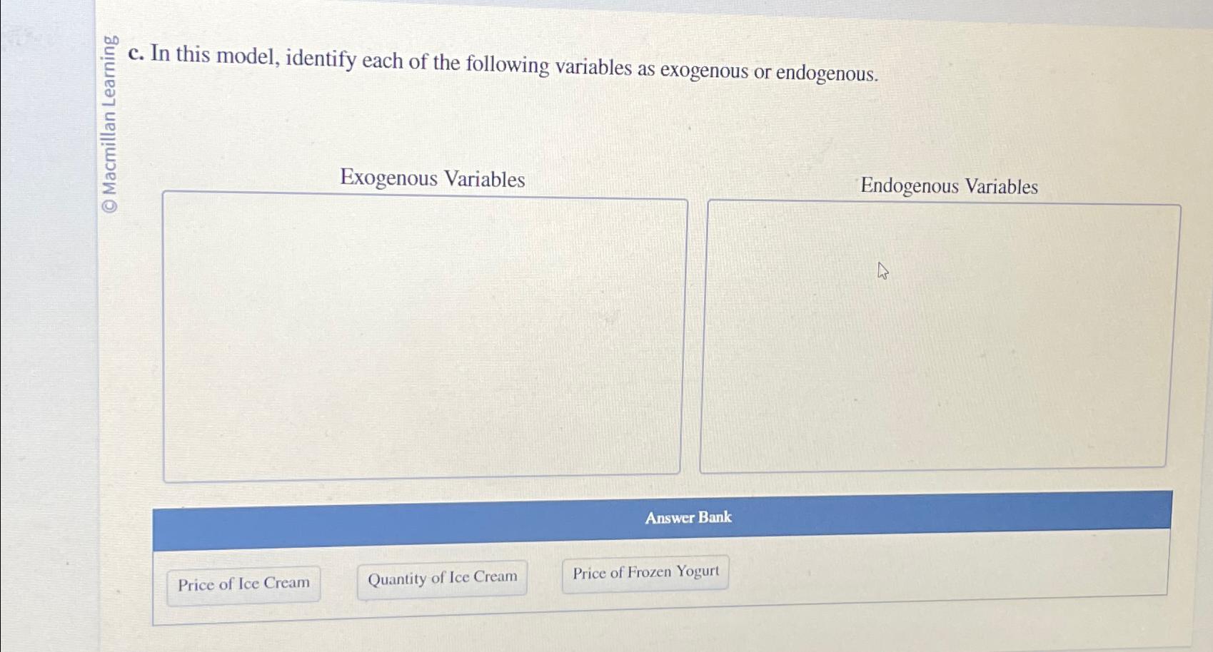 Solved c. ﻿In this model, identify each of the following | Chegg.com