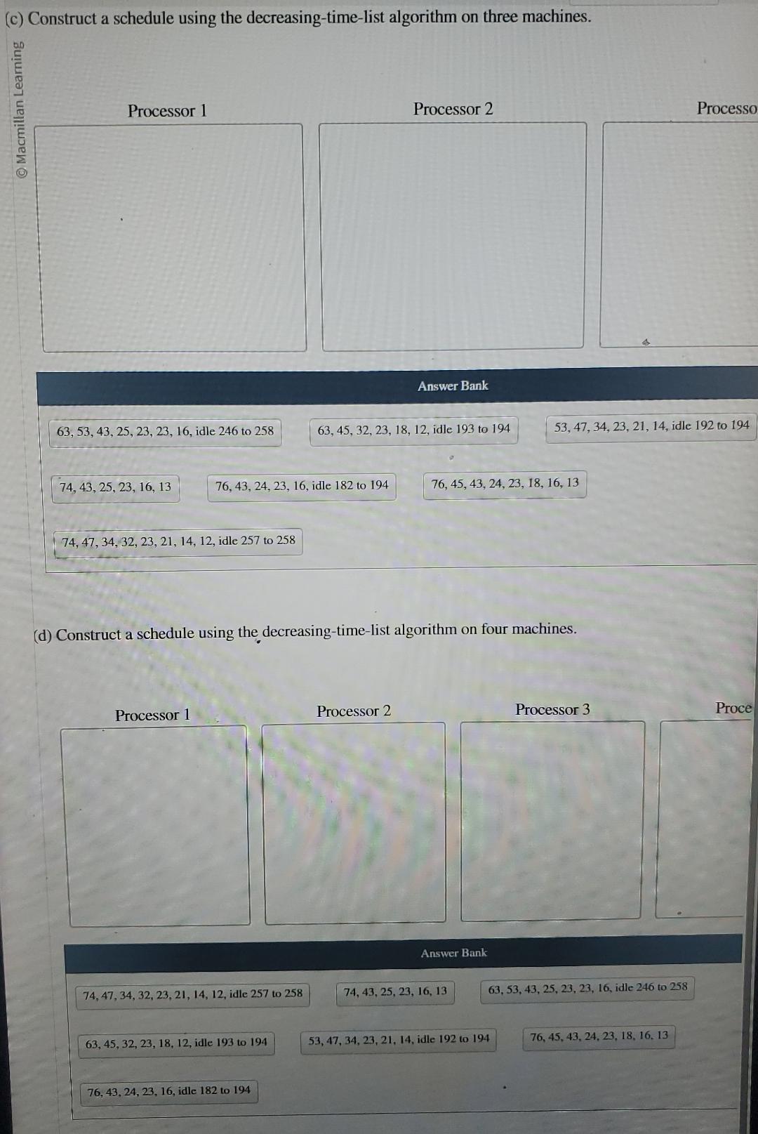 (c) ﻿Construct a schedule using the | Chegg.com