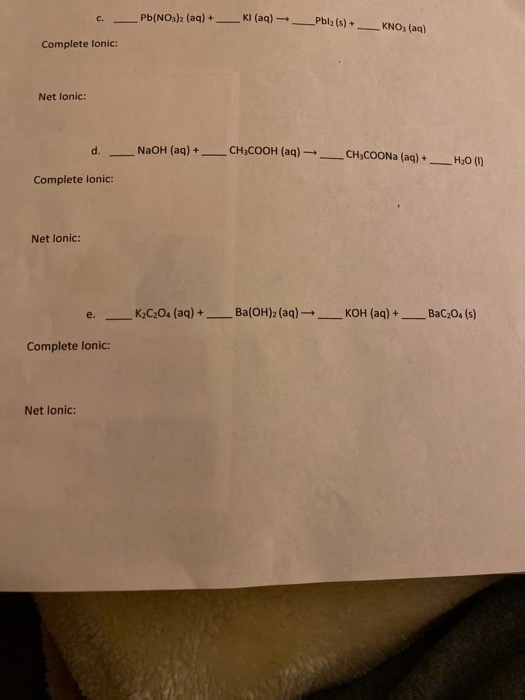Solved c. Pb(NO3)2 (aq) + KI (aq) → ___Pblz (s) + KNO, (29) | Chegg.com
