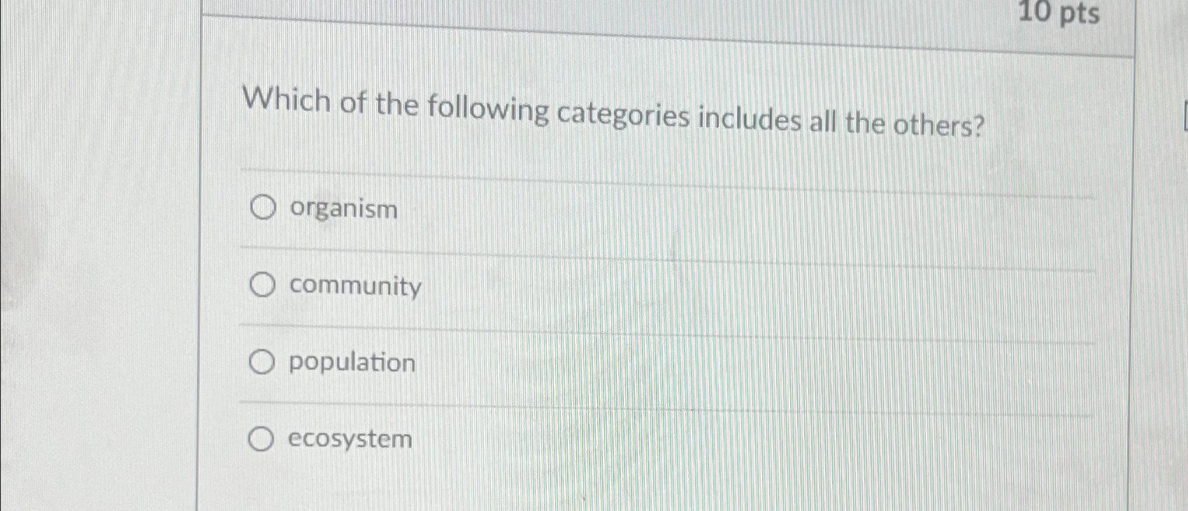 Solved Which of the following categories includes all the | Chegg.com
