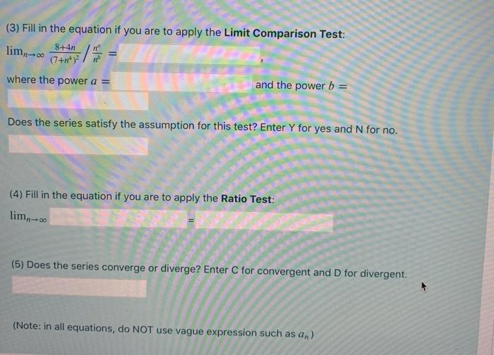 Solved Consider the following series 8+4n (7+4)2 (1) Fill in | Chegg.com