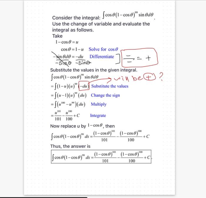 Solved Consider the integral: ∫cosθ(1−cosθ)9nsinθdθ. Use the | Chegg.com