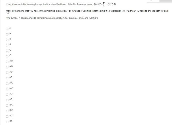 Solved Using Three Variable K Map Find The Simplified Form 6979