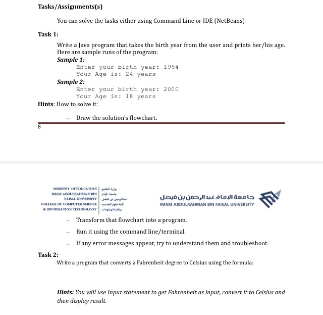 Solved Tasks/Assignments(s) You can solve the tasks either | Chegg.com