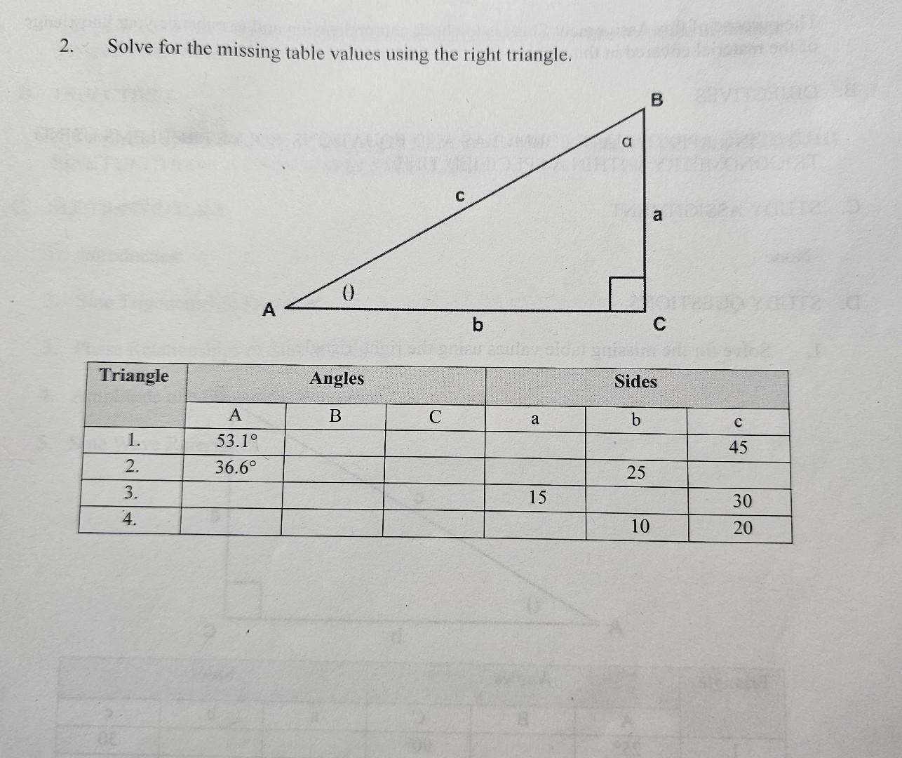 Solved 2. Solve for the missing table values using the right | Chegg.com