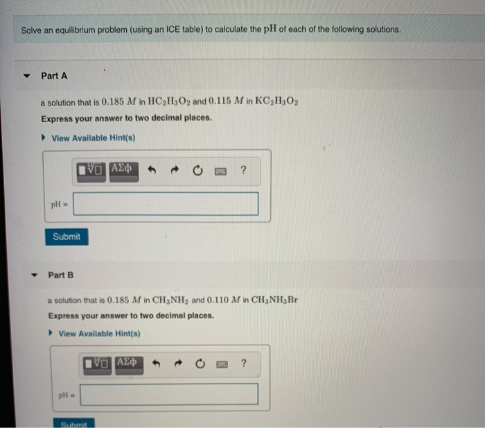 Solve an equilibrium problem (using an ICE table) to | Chegg.com