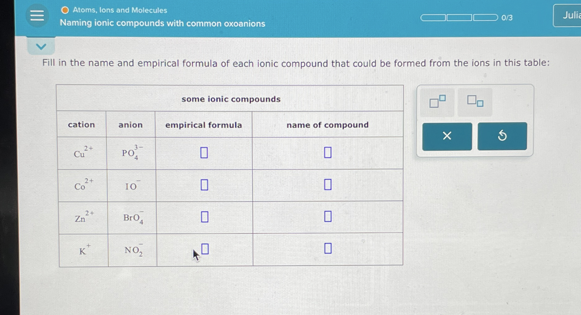 Atoms, Ions and MoleculesNaming ionic compounds with | Chegg.com