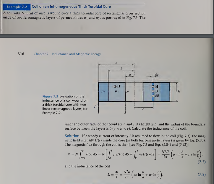 Solved 7.3. ﻿Toroidal coil with a two-layer core. | Chegg.com
