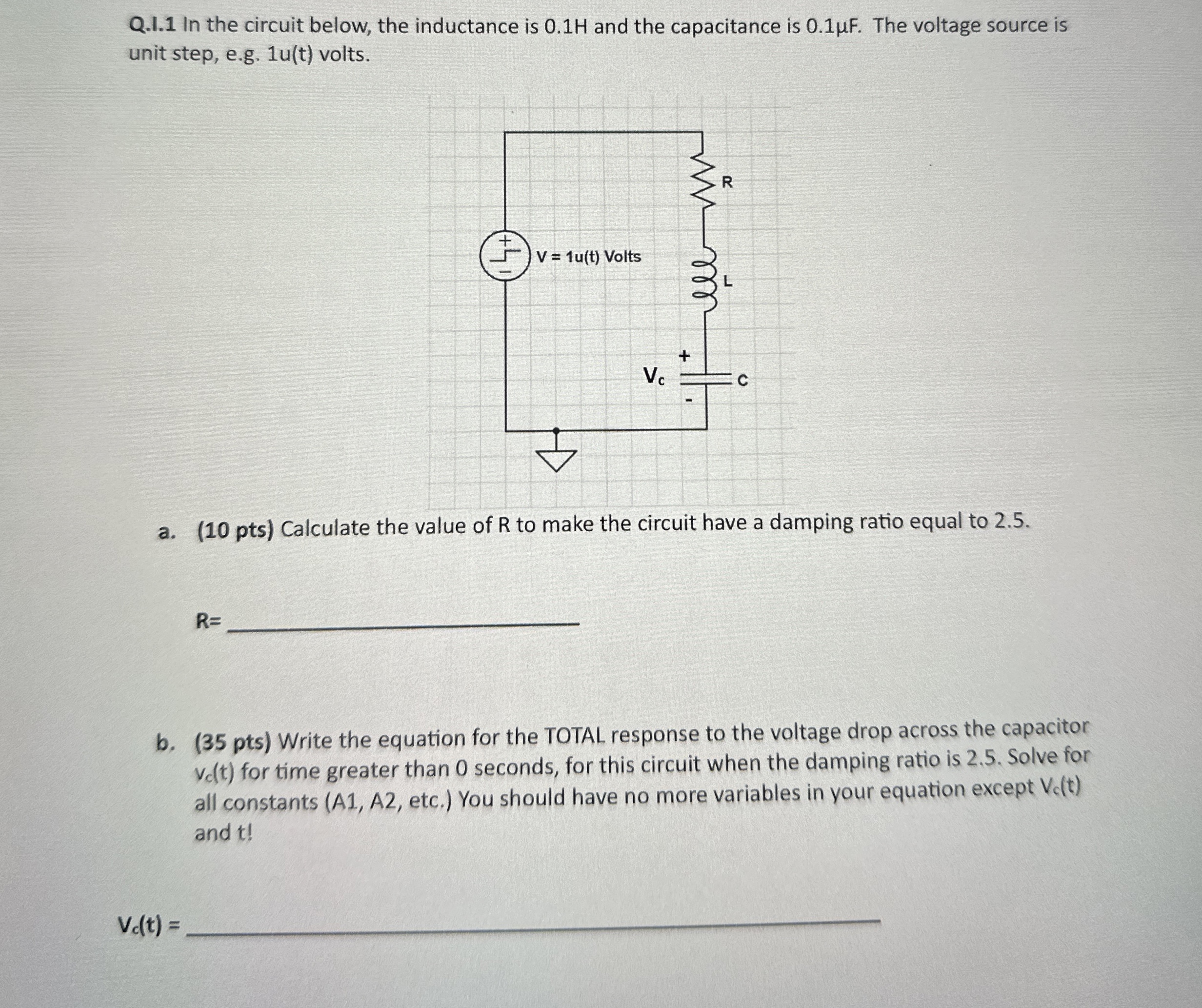 Solved ONLY PART B PLEASE Q.I.1 ﻿In the circuit below, the | Chegg.com
