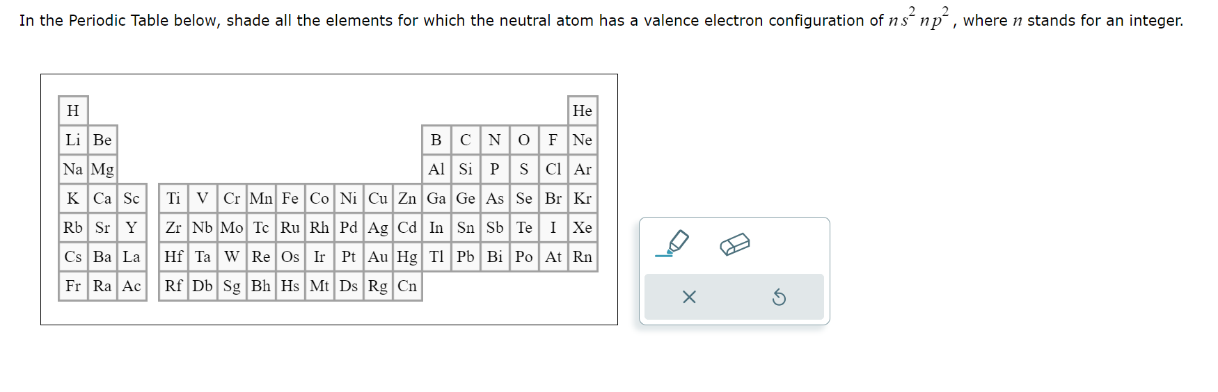 Solved In the Periodic Table below, shade all the elements | Chegg.com