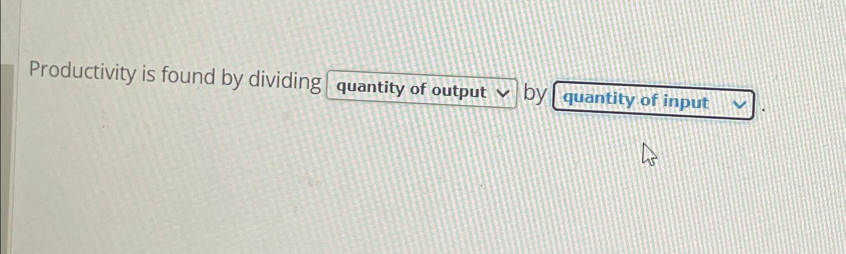 Solved Productivity is found by dividingby | Chegg.com
