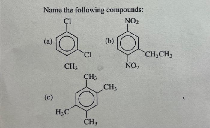 Solved Name the following compounds: | Chegg.com