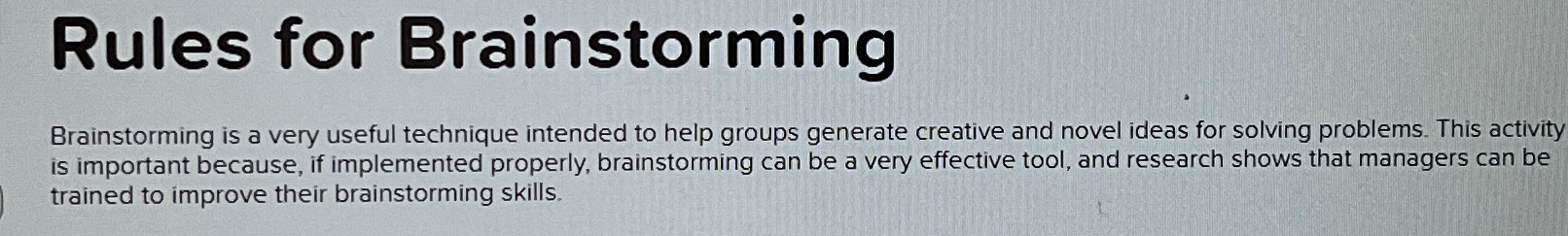 Solved Rules for BrainstormingBrainstorming is a very useful | Chegg.com
