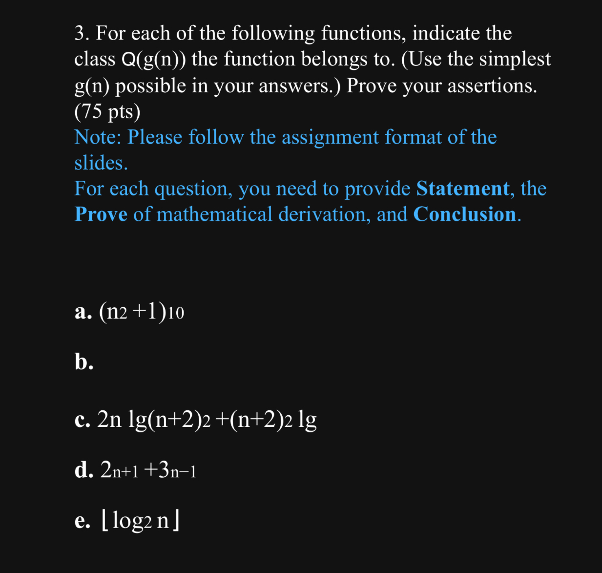Solved For each of the following functions, indicate | Chegg.com