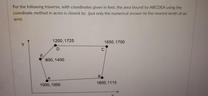 Solved For the following traverse, with coordinates given in | Chegg.com
