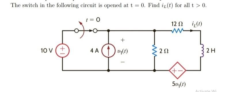 Solved The switch in the following circuit is opened at t=0. | Chegg.com