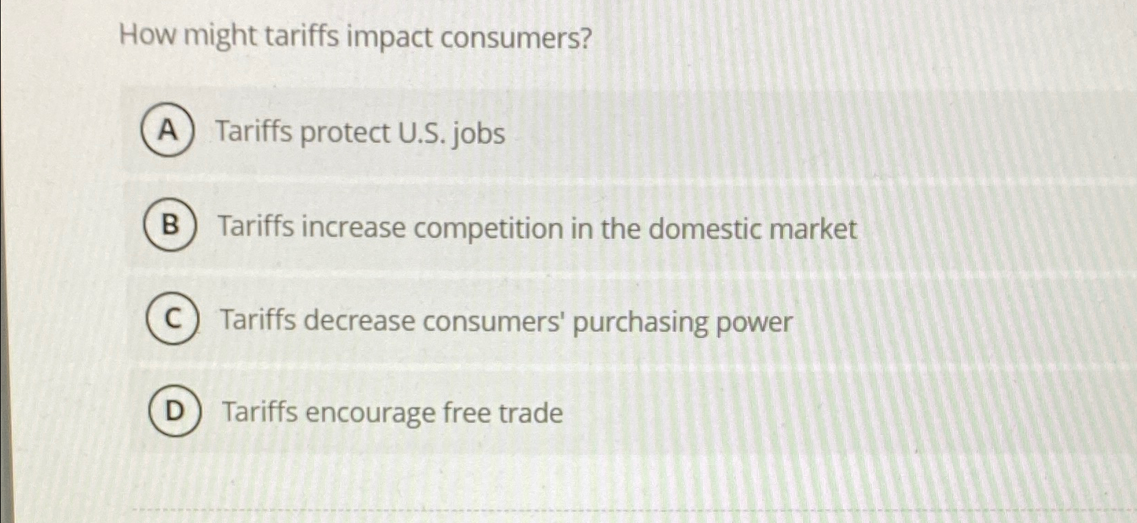 Solved How might tariffs impact consumers?Tariffs protect | Chegg.com
