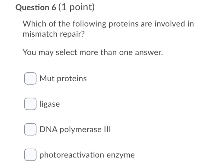 Solved Mismatch repair repairs nucleotide mismatches if DNA | Chegg.com