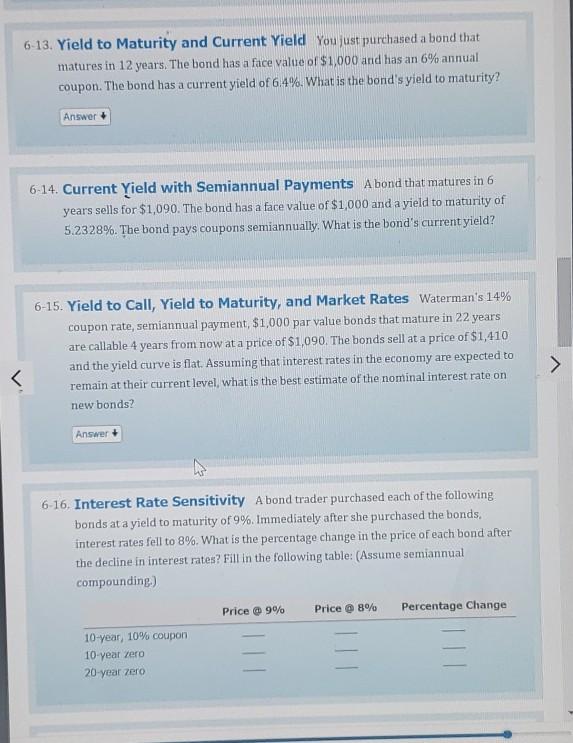 Solved 6-13. Yield to Maturity and Current Yield You just | Chegg.com