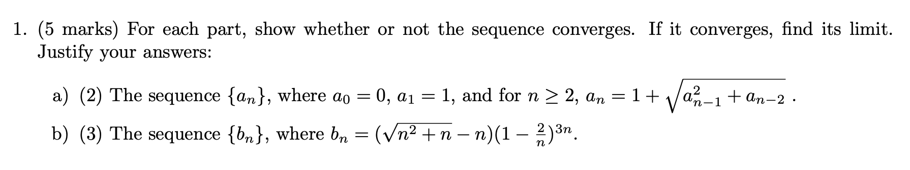 Solved (5 ﻿marks) ﻿For each part, show whether or not the | Chegg.com