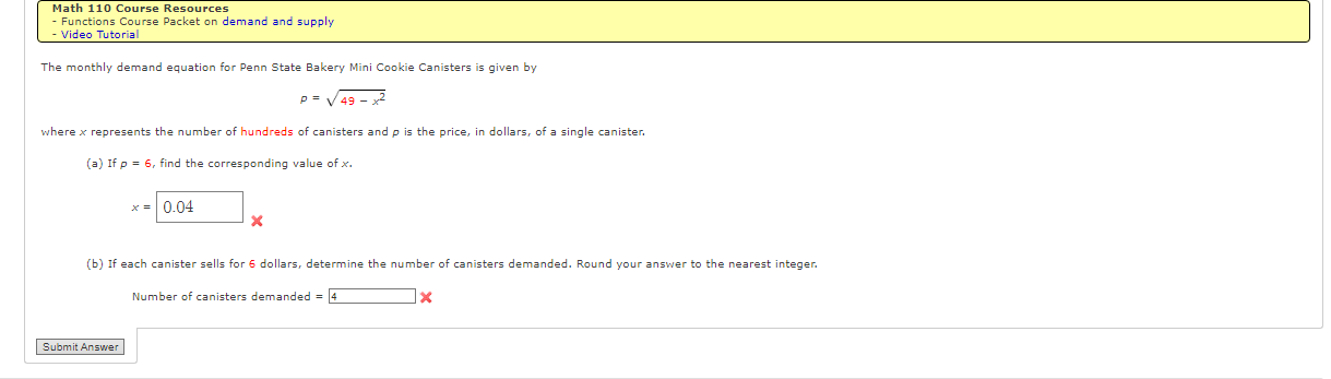 Solved Video TutorialThe monthly demand equation for Penn | Chegg.com