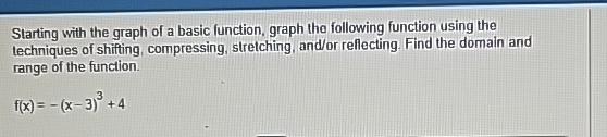 Solved Starting with the graph of a basic function, graph | Chegg.com