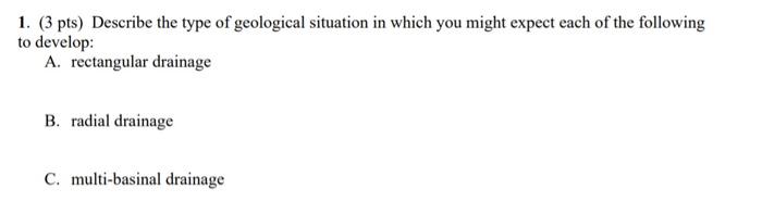 Solved 1. (3 pts) Describe the type of geological situation | Chegg.com
