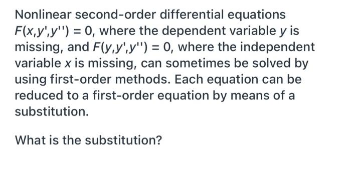 Solved Nonlinear second-order differential equations | Chegg.com