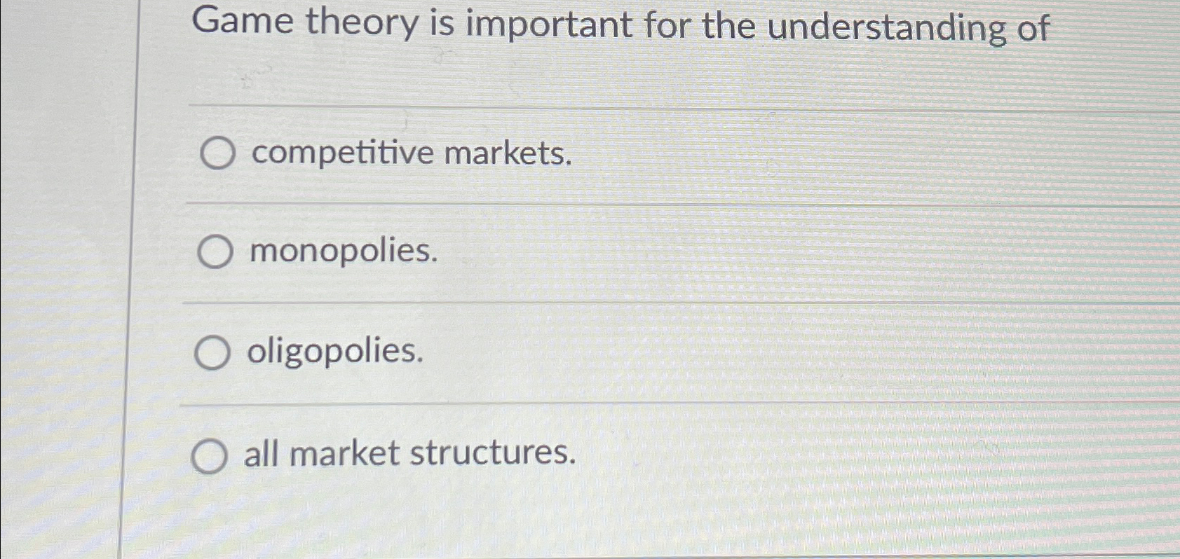 Solved Game theory is important for the understanding | Chegg.com