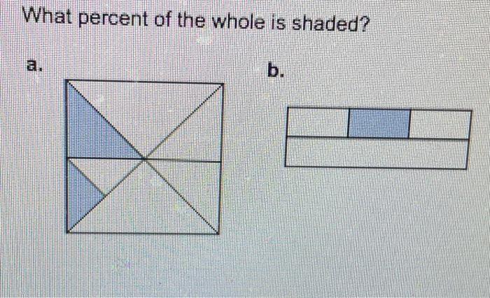 Solved What percent of the whole is shaded? a. b. | Chegg.com