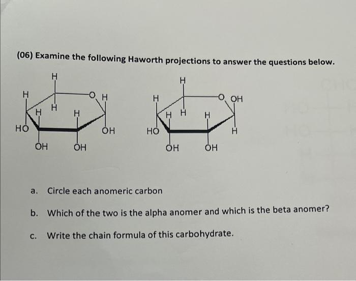 Solved (04) Study these Haworth projections to answer the | Chegg.com